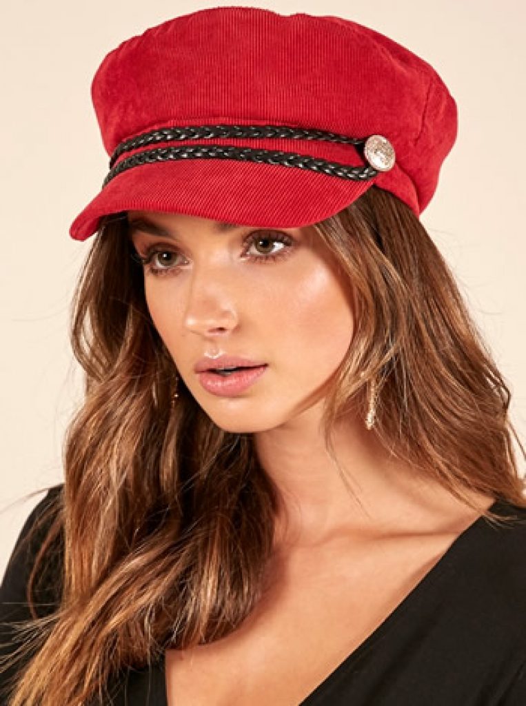 Showpo Red Corduroy Fiddler Conductor Hat $14
